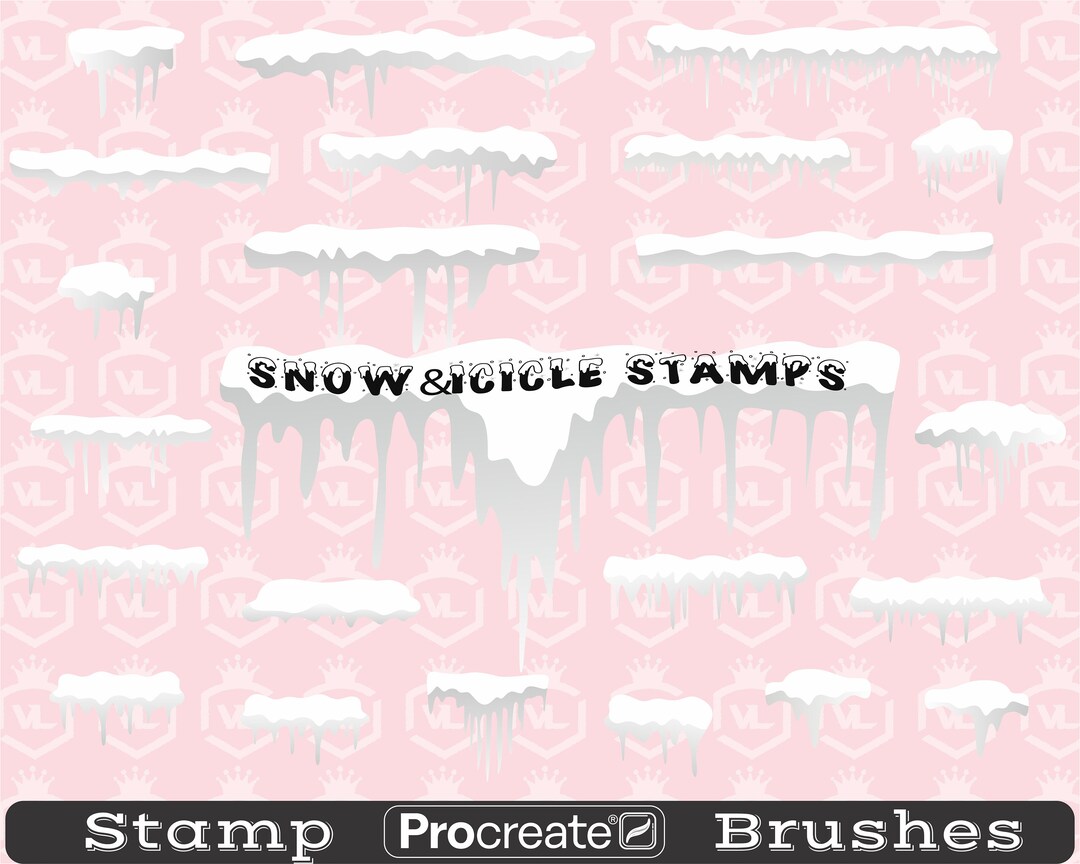 Snow and Icicle Procreate Stamp Brushes, Winter Procreate Stamps ...