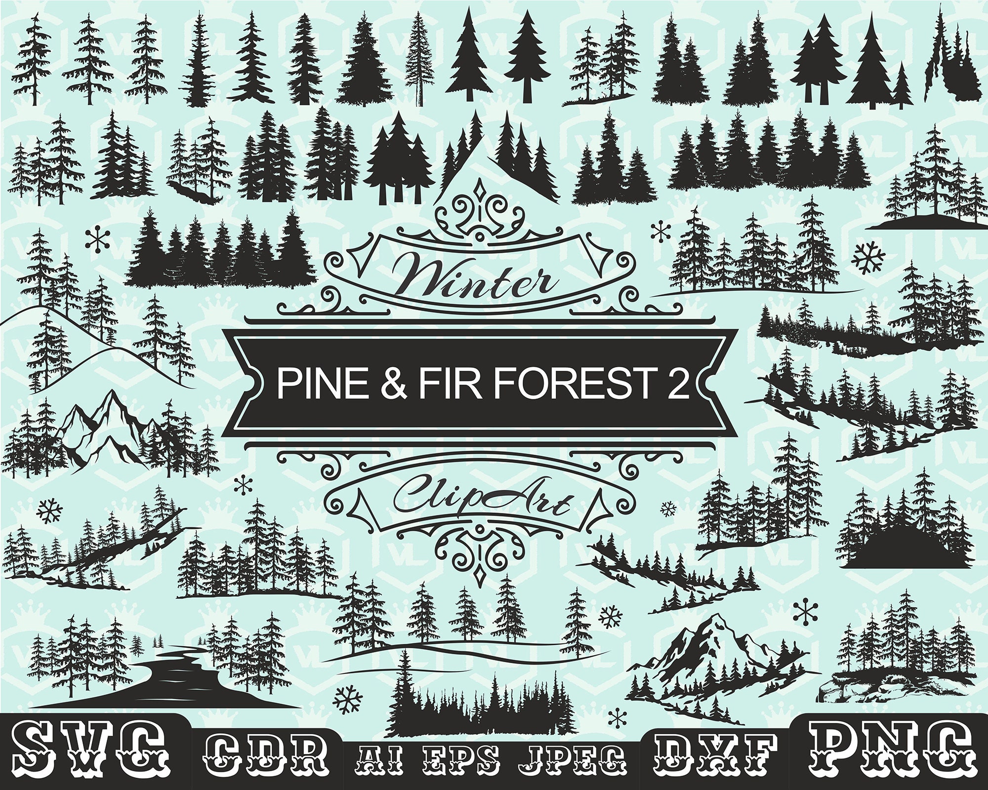 Pine Evergreen Tree Forest Bundle SVG & PNG Forest - Etsy