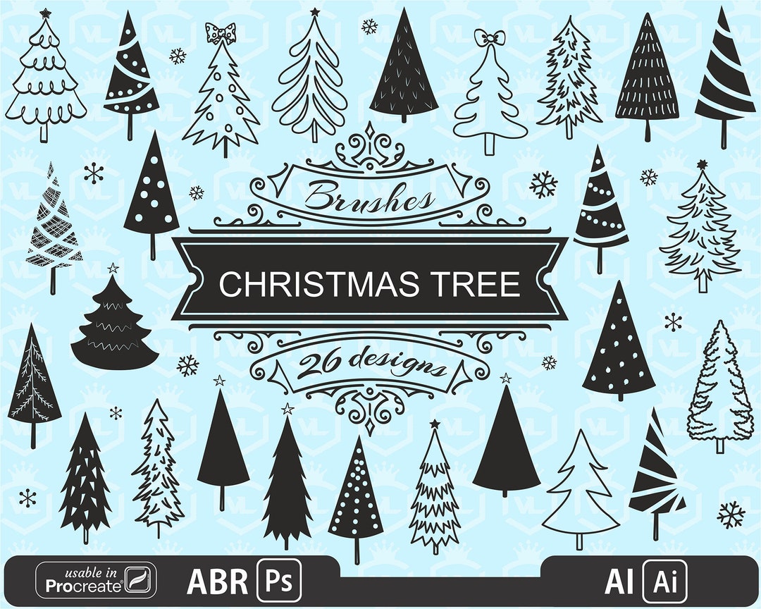 Christmas Tree Brushes for Photoshop ( Usable in Procreate 5 ) and ...