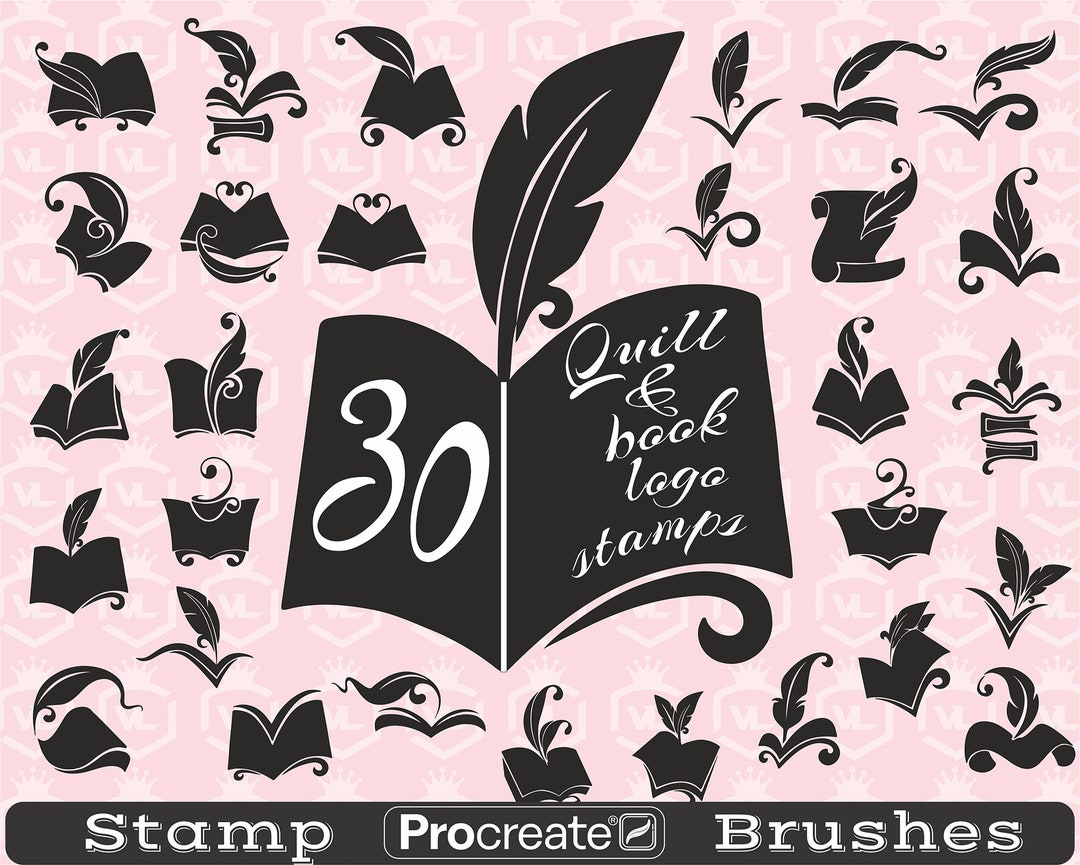 Book Procreate Stamp Brushes, Open Book Silhouette Stamps, Doodle Book ...