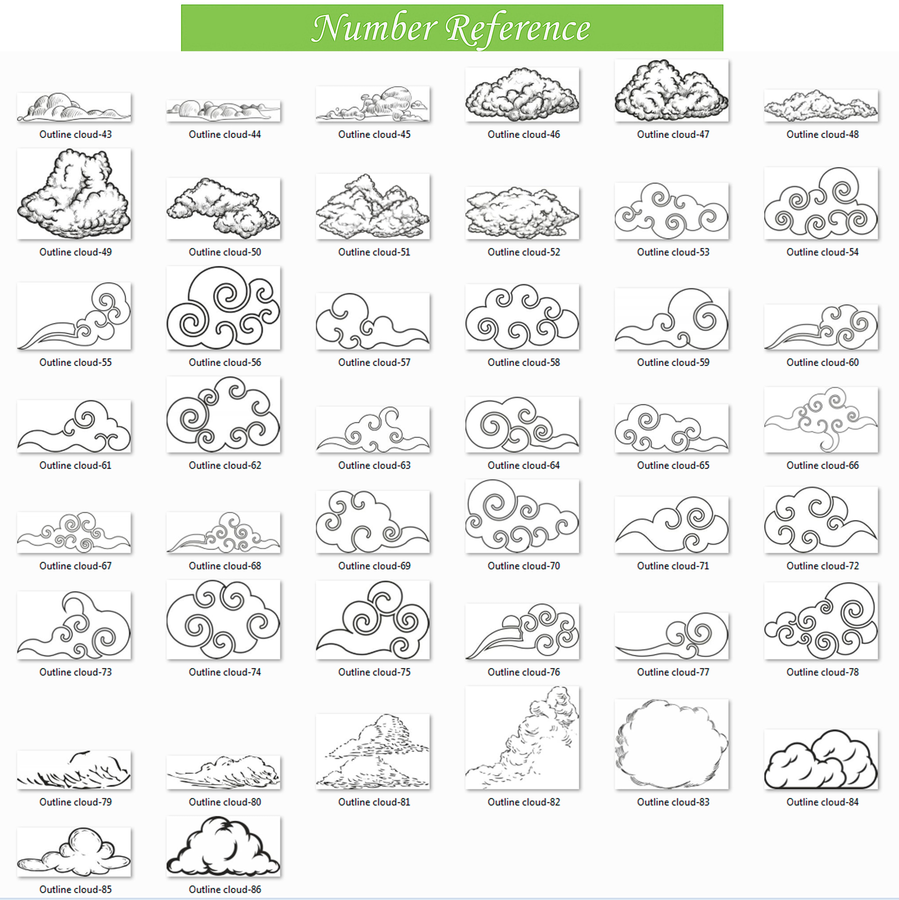 Outline Cloud Clipart Weather Clip Art Svg Cartoon Clouds - Etsy