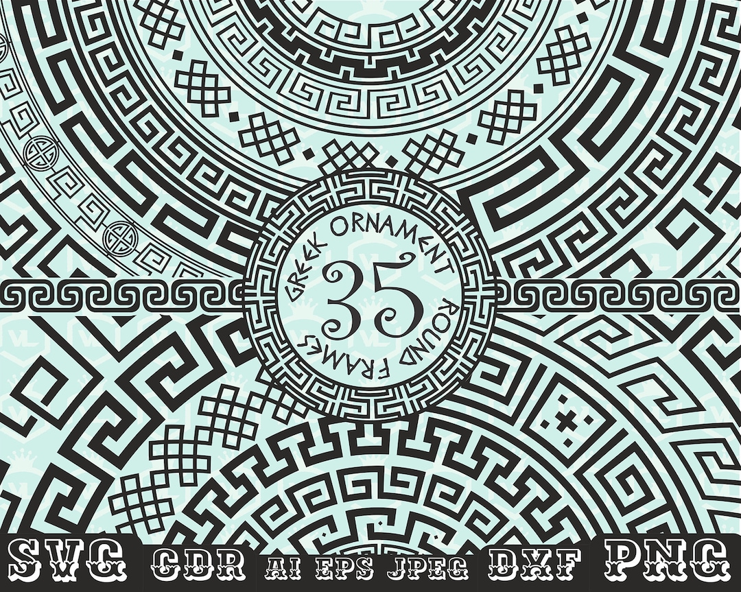Greek Key Frame Bundle, Greek Key Circle SVG, Greek Key Design, Greek ...