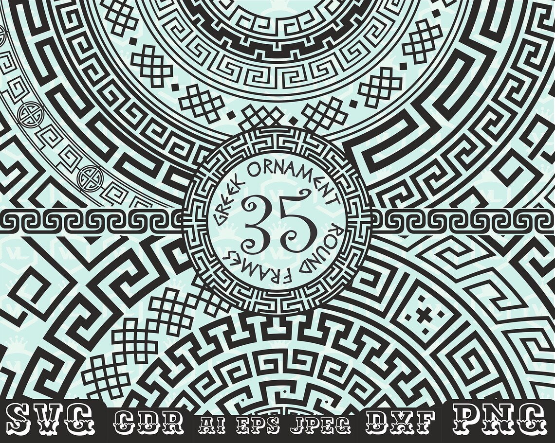 Greek Key Frame Bundle, Greek Key Circle SVG, Greek Key Design, Greek ...
