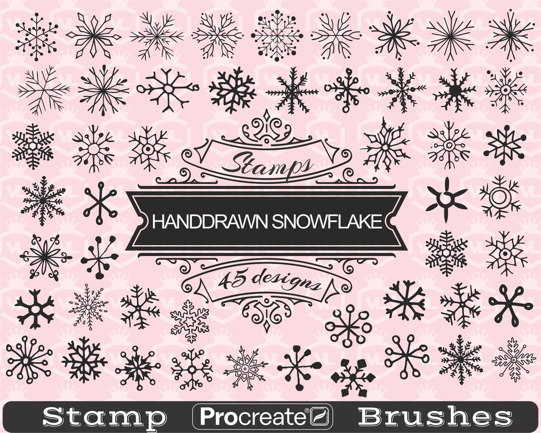 Hand Drawn Snowflake Procreate Stamp Brushes, Winter Holiday Procreate ...