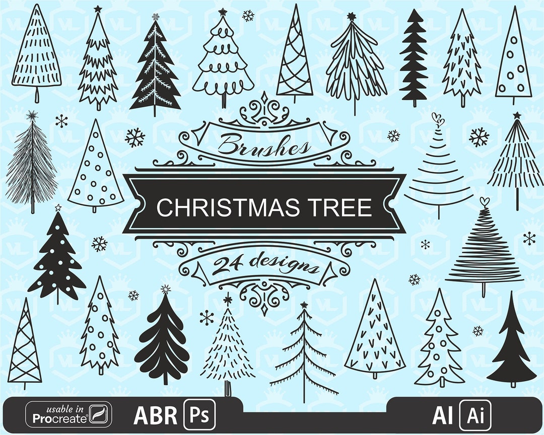 Christmas Tree Brushes for Photoshop ( Usable in Procreate 5 ) and ...
