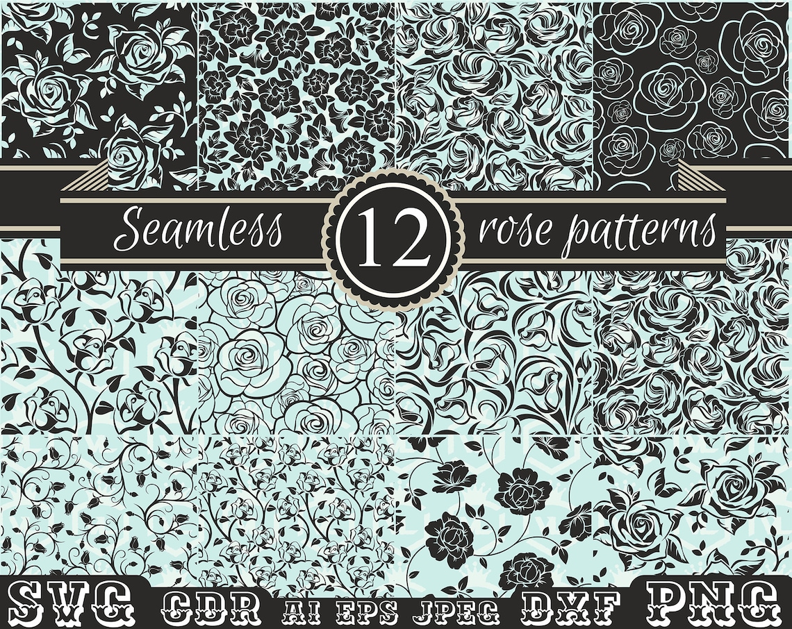 Seamless Rose Pattern Svg Floral Pattern for Cardmaking - Etsy