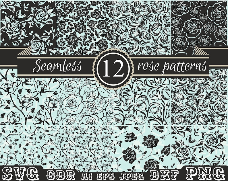 Seamless Rose Pattern Svg Floral Pattern for Cardmaking - Etsy