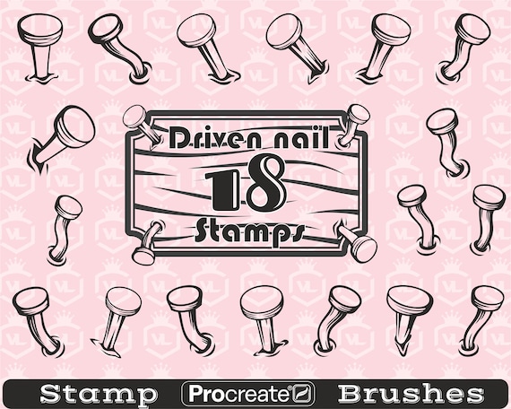 Outline Nail Procreate Stamp Brushes Doodle Carpentry Design | Etsy