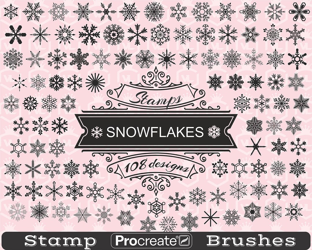 Snowflake Procreate Stamp Brushes, Winter Holiday Procreate Stamps ...