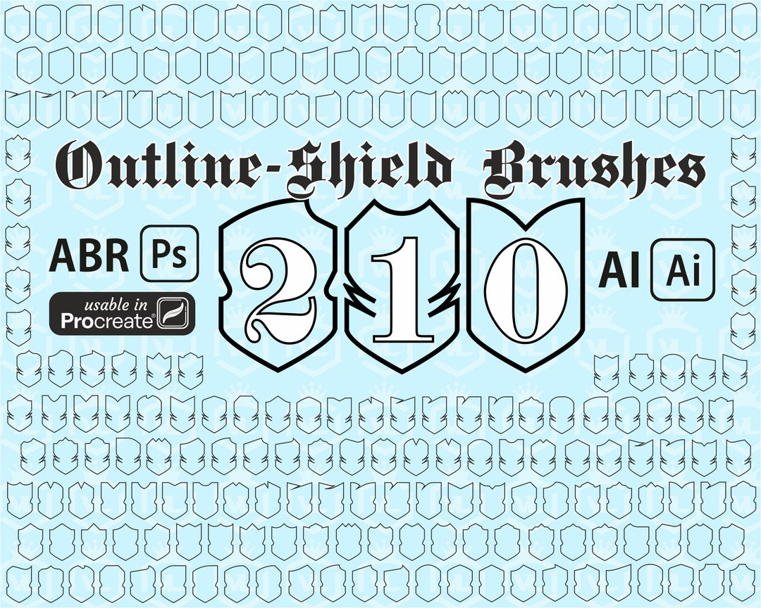 Outline Shield Brush Set, Photoshop Brush, Heraldic Design ( Usable in ...