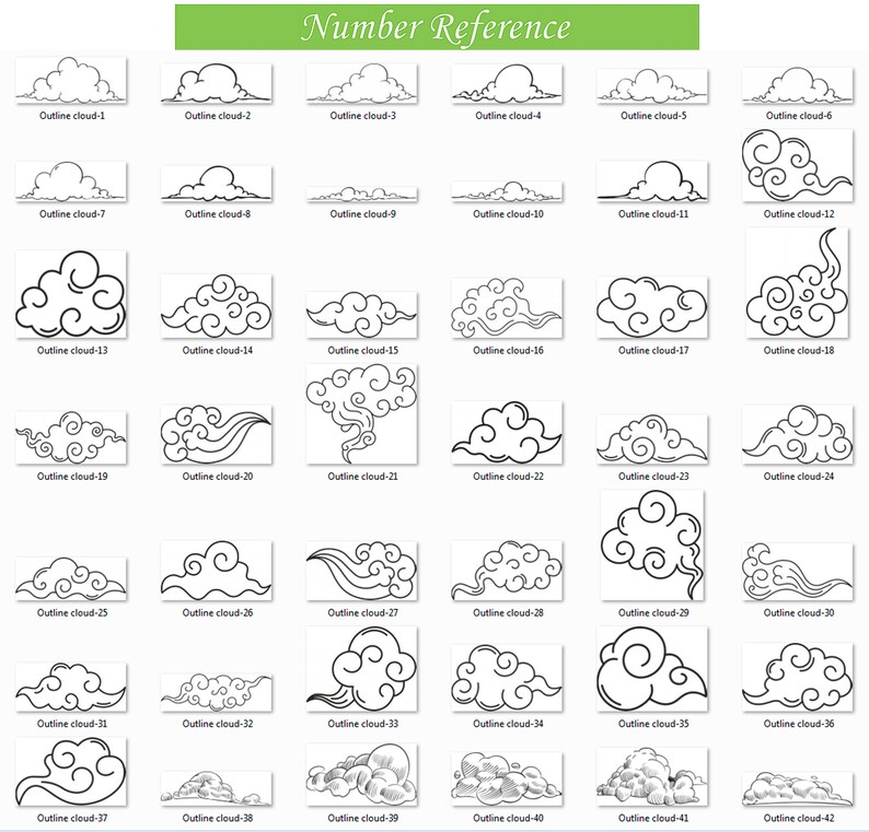 Outline Cloud Clipart Weather Clip Art Svg Cartoon Clouds | Etsy