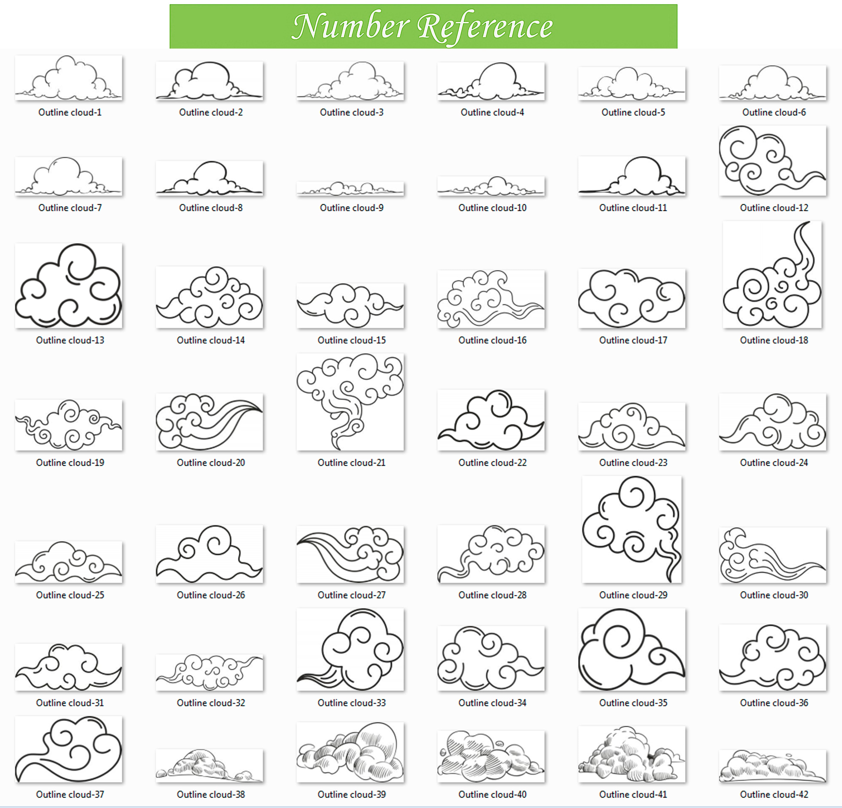 Outline Cloud Clipart Weather Clip Art Svg Cartoon Clouds - Etsy