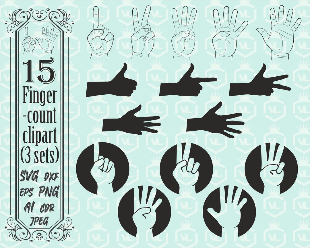 Outline Finger Count Clipart, Doodle Hand Drawn Cartoon Hand, SVG PNG ...