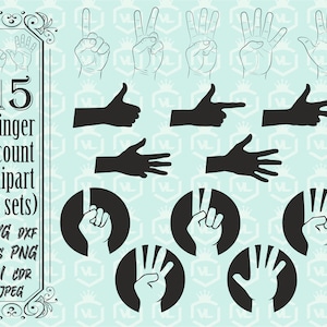 Outline Finger Count Clipart, Doodle Hand Drawn Cartoon Hand, SVG PNG ...