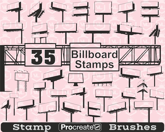Outline Billboard Procreate Stamp Brushes Highway Advertising - Etsy