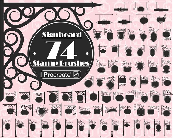 Street Signboard Procreate Stamp Brushes Retro Signage | Etsy