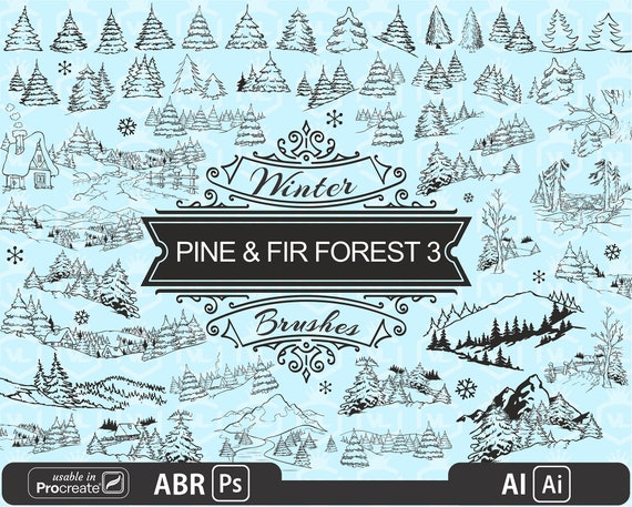Pine & Fir Evergreen Forest Brushes for Photoshop Usable in | Etsy