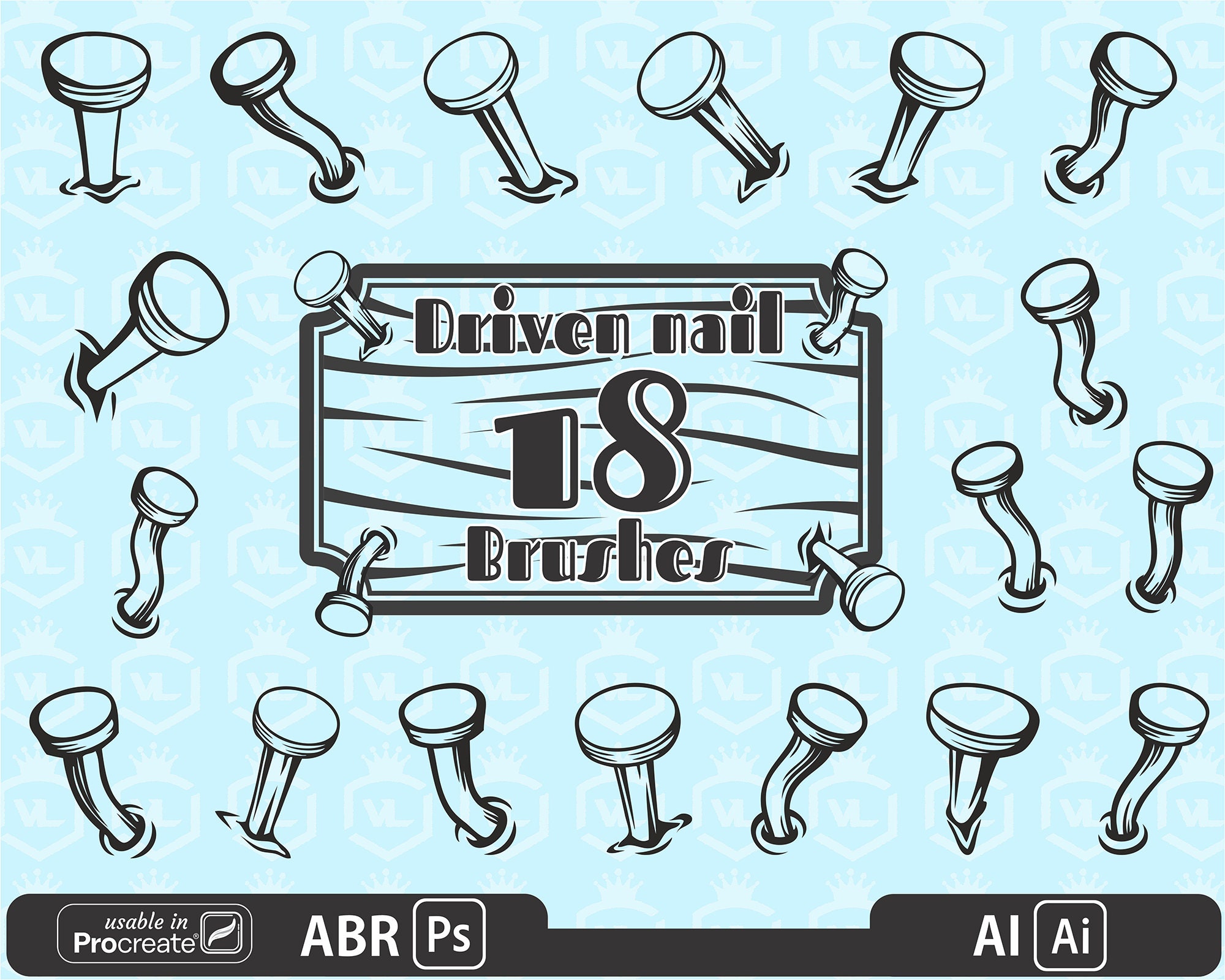 Digital usable in Procreate 5 Badge & Logo stamp ABR ai file Outline ...