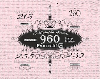 Swirl Divider Procreate Stamp Brushes Calligraphic Divider | Etsy