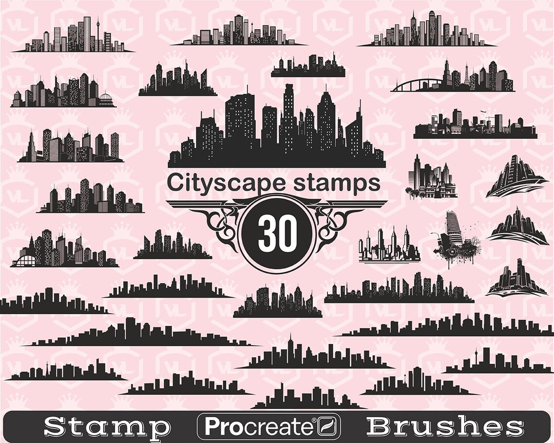 Cityscape Procreate Stamp Brushes Skyscraper Procreate - Etsy