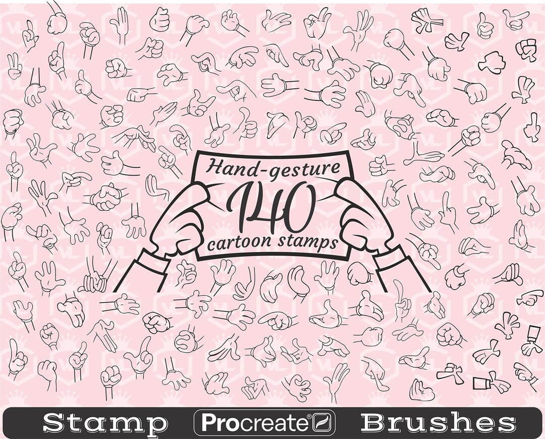 Cartoon Hands Procreate Stamp Brushes, Hand Procreate Stamps, Procreate ...