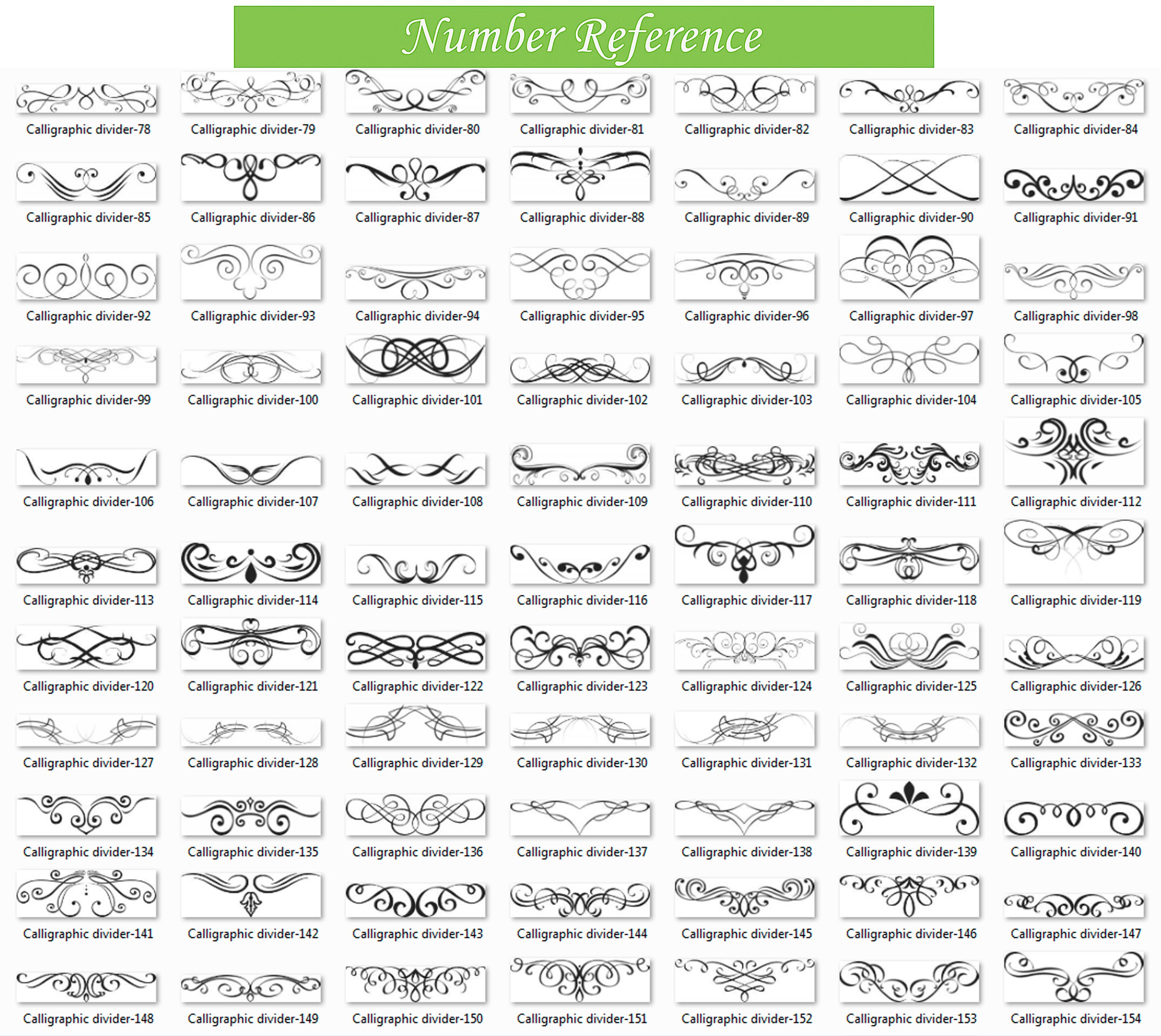 Calligraphic Vector Clipart SVG PNG Files Text Divider Tattoo - Etsy Canada