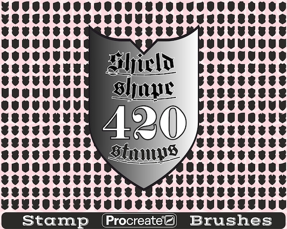 Shield Shape Stamp Brushes Blank Label Procreate Badge & | Etsy