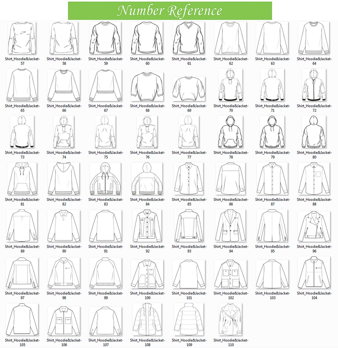 Outline Clothing T-shirt Hoodie Jacket Clipart Pack SVG Ai PNG - Etsy