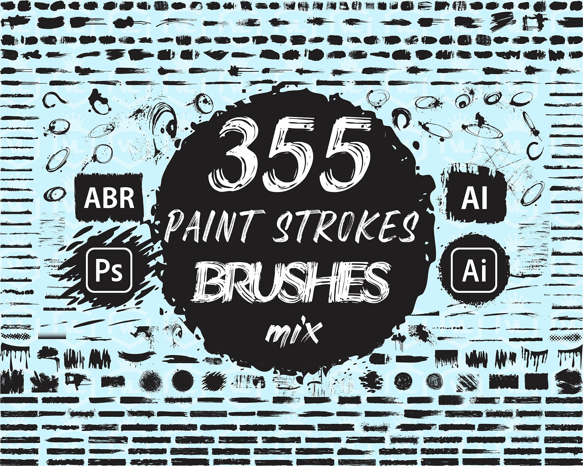 Paint Brush Strokes Brushes for Photoshop and Illustrator - Etsy