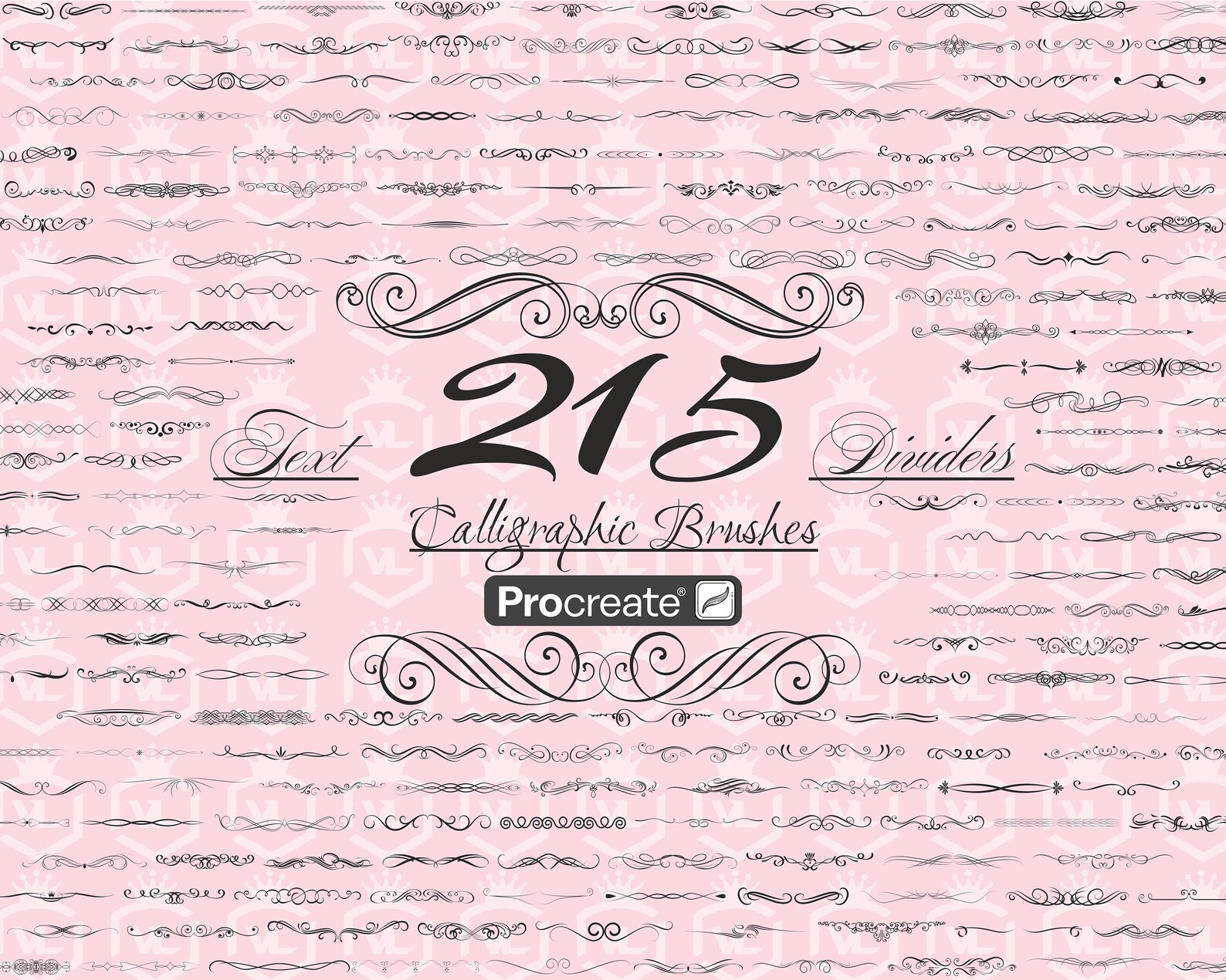 Swirl Divider Procreate Stamp Brushes, Calligraphic Divider Procreate ...