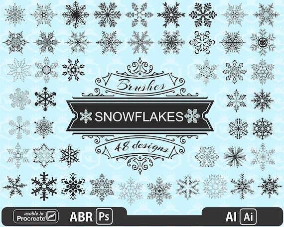 Snowflake Brushes for Photoshop Usable in Procreate 5 and - Etsy