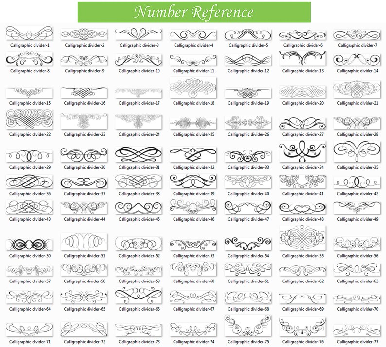 Calligraphic Vector Clipart SVG PNG Files Text Divider Tattoo - Etsy