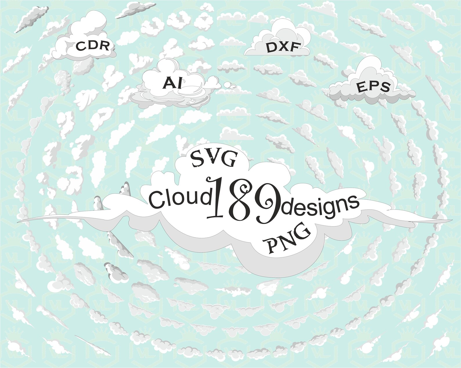 Cloud Clipart Weather Clip Art Svg Cartoon Clouds Svg Eps | Etsy Canada