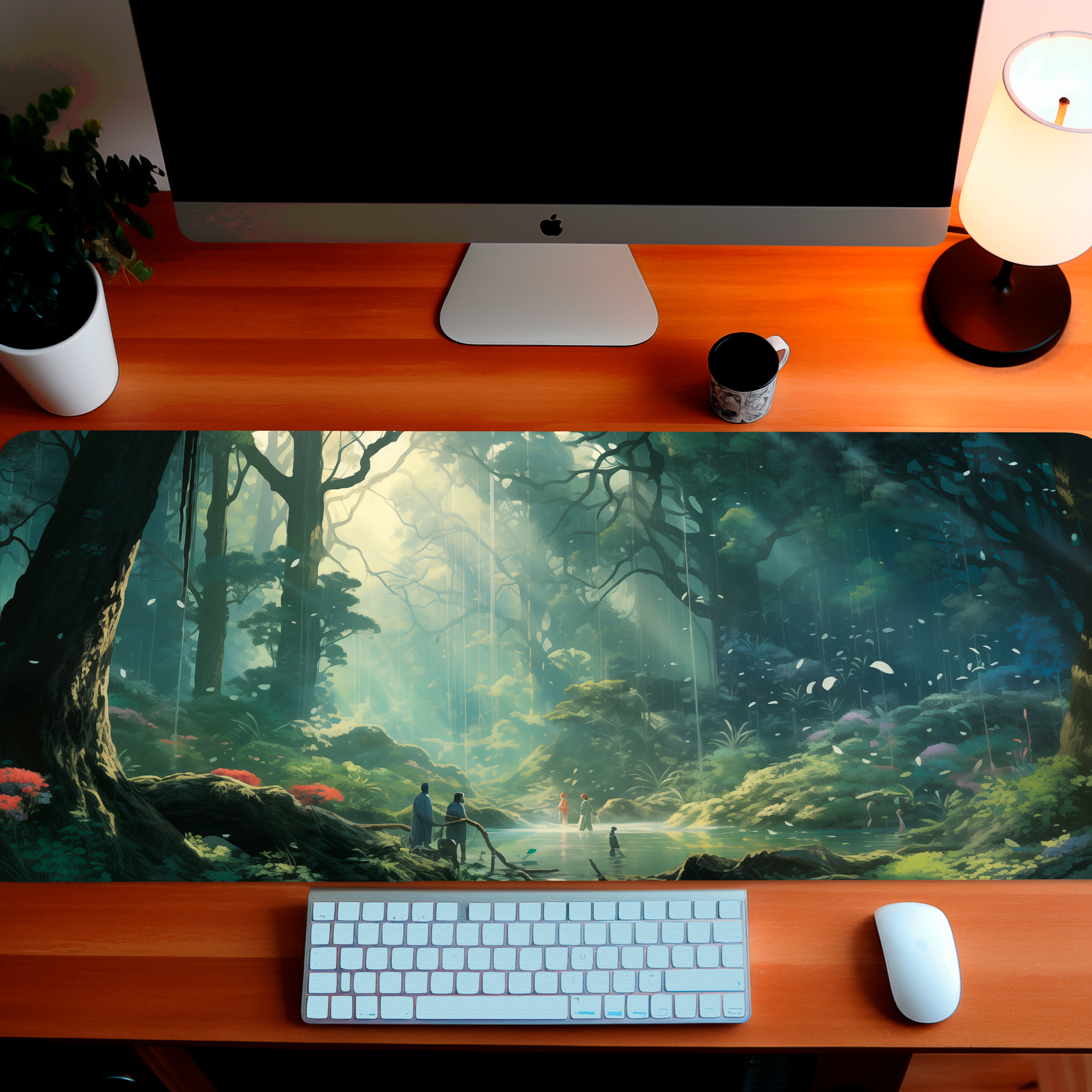 Anime Mythical Creature Encounter Desk Mat Lush Japanese Forest Mouse ...