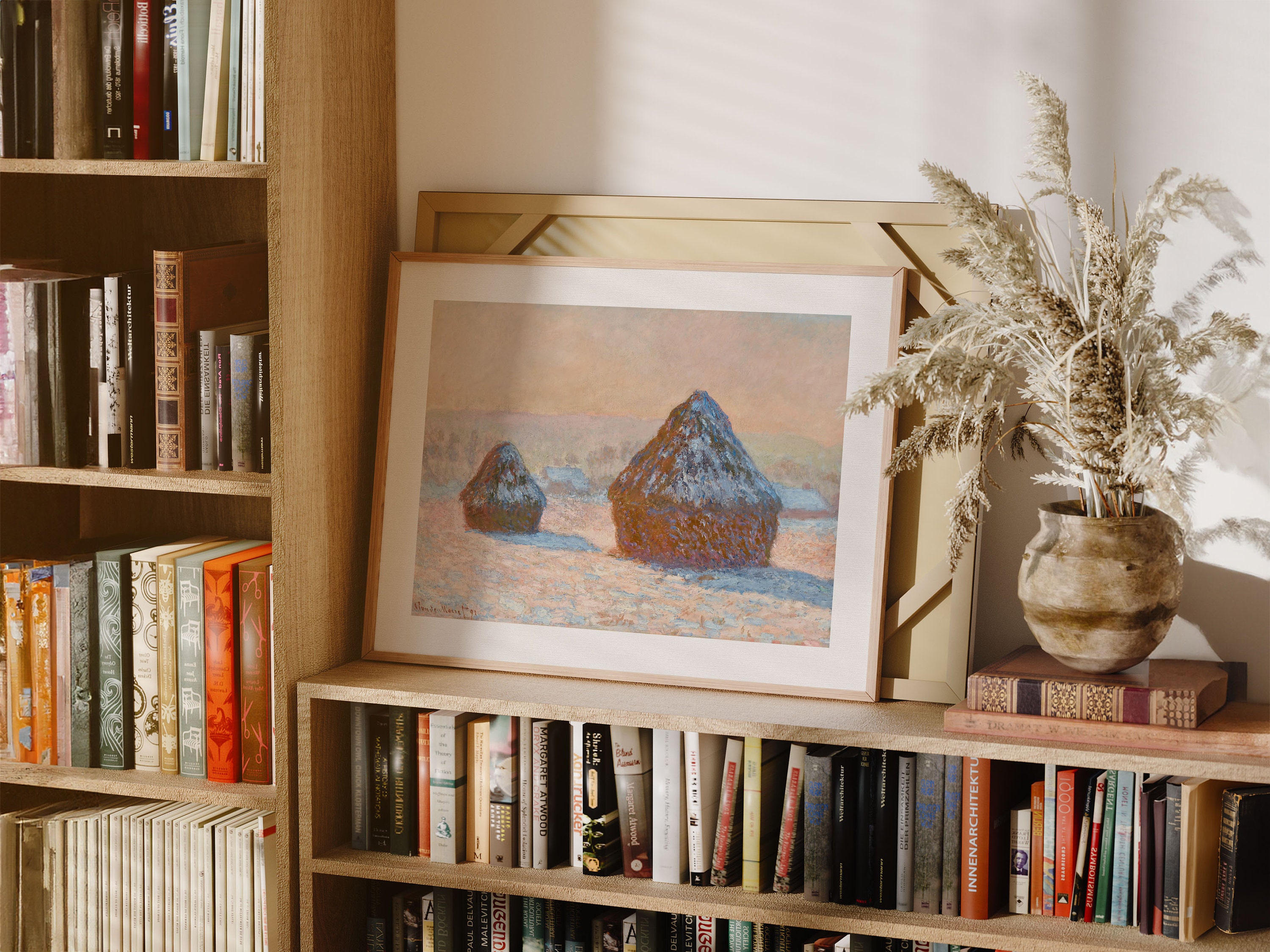 Vintage Art Print | Digital Art Printable | Haystacks in Winter by ...