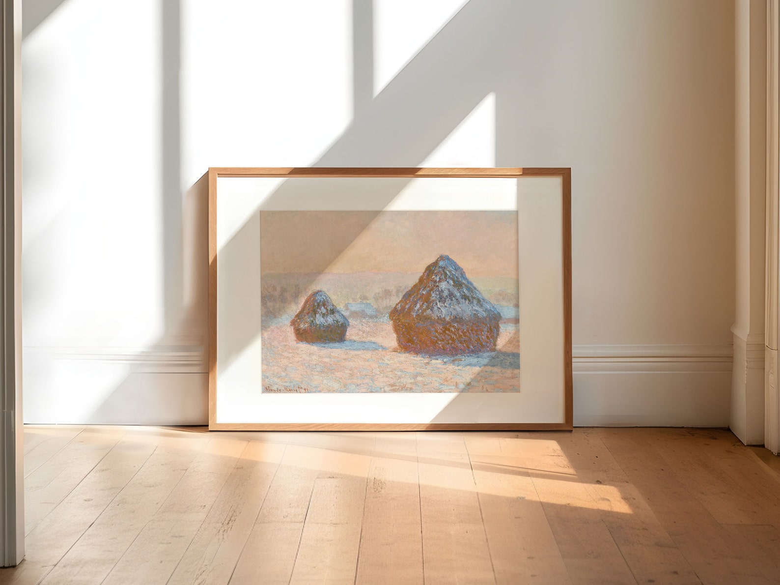 Vintage Art Print | Digital Art Printable | Haystacks in Winter by ...