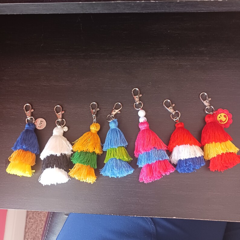 Stacked Tassel Keychains - Etsy
