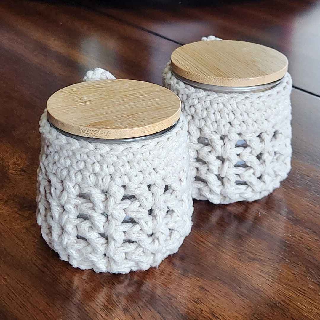 Set of 2 Crochet Oui Jar Covers – Handmade Skins for Upcycled – Custom ...