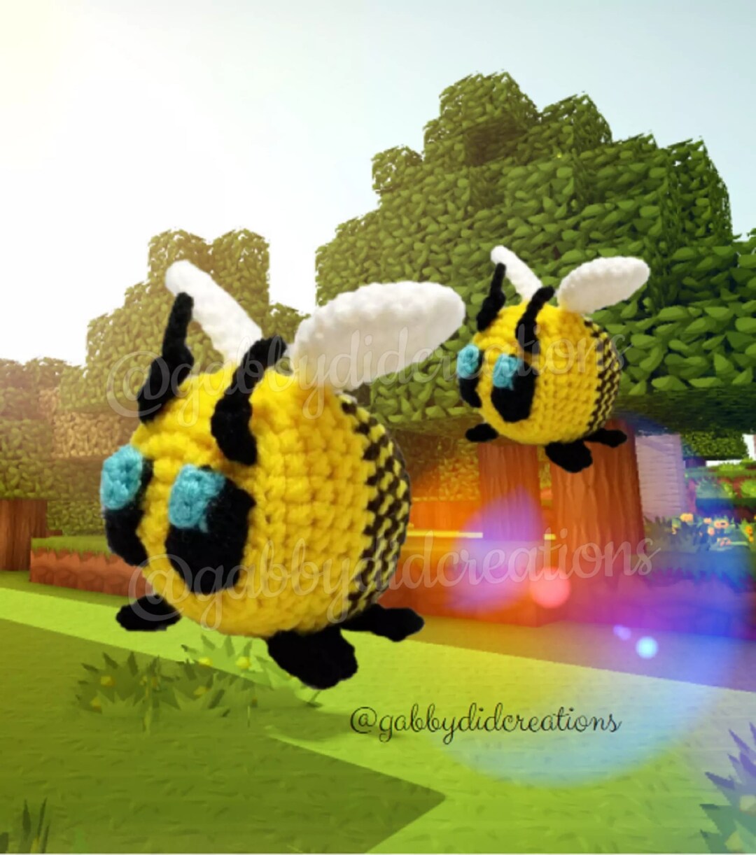 Cube Bee Amigurumi Minecraft Inspired Bee - Etsy