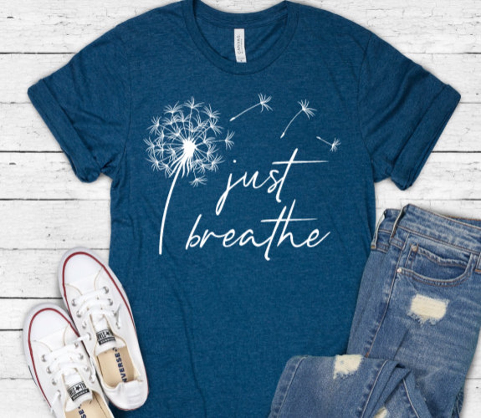Just Breathe T Shirt Just Breathe Shirt Dandelion Shirt Etsy