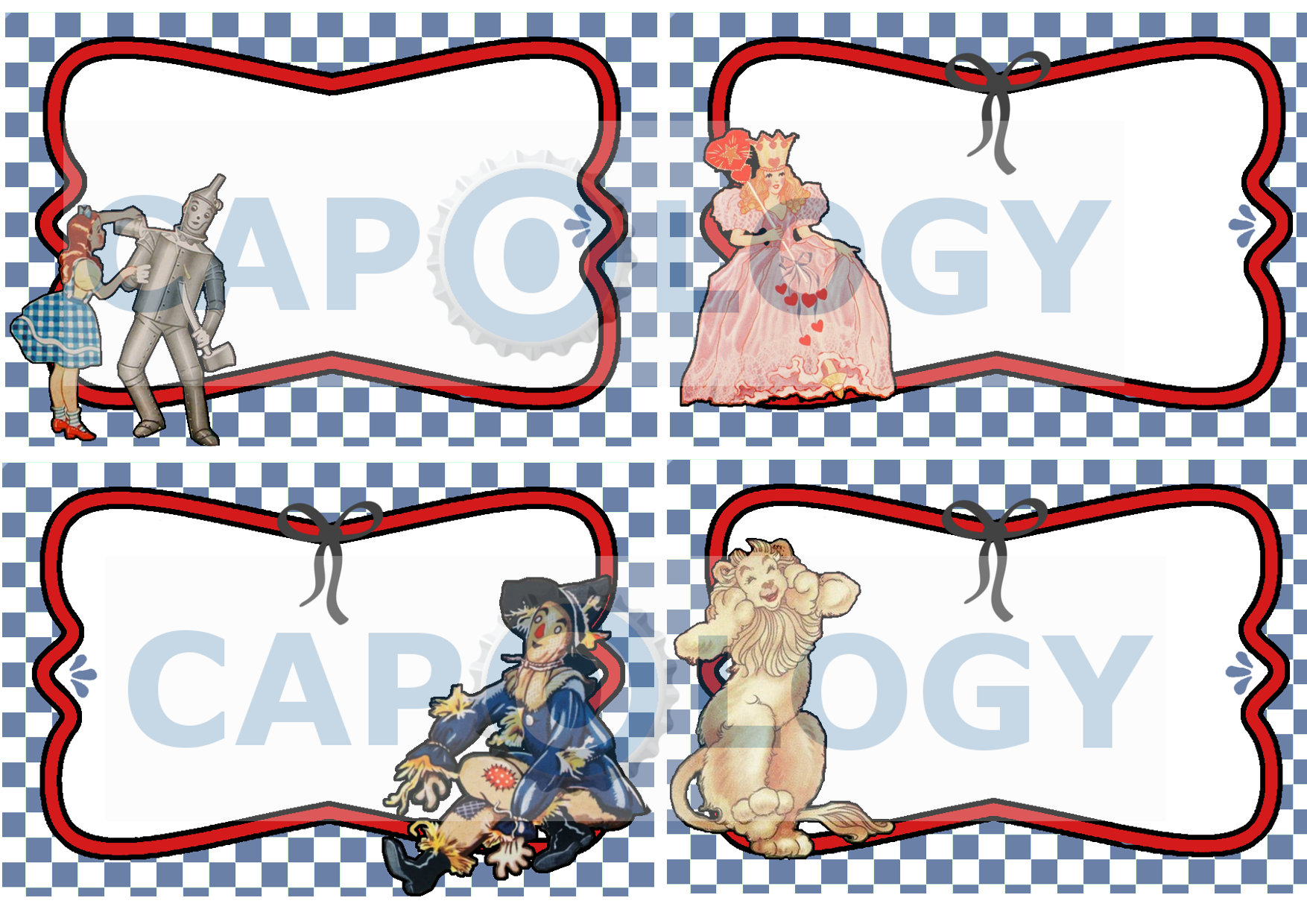 Wizard of Oz Character Name Tags, Labels, Digital Download, 2" X 3 ...