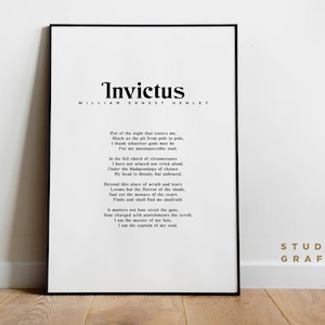 Invictus Art Print - UNFRAMED Poster - William Ernest Henley ...