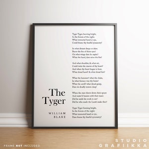 The Tyger by William Blake - UNFRAMED Print - Tyger Tyger Burning ...