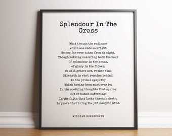 Splendour in the Grass Poem William Wordsworth Poetry Art - Etsy