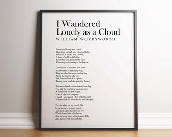 Daffodils Poster by William Wordsworth I Wondered Lonely as A Cloud ...