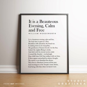 It is a Beauteous Evening, Calm and Free UNFRAMED Poster William Wordsworth High Quality Print ...