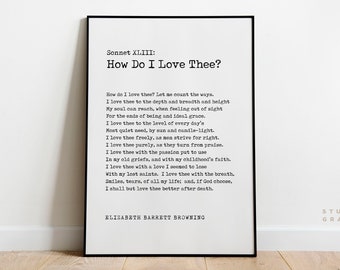 Printable Love Poem 'how Do I Love Thee' Elizabeth Browning Instant ...