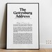 The Gettysburg Address - Abraham Lincoln - UNFRAMED Poster - Typography ...
