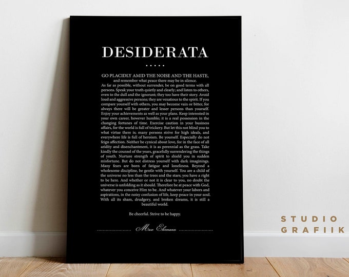 Desiderata Art Print Max Ehrmann Poem Typographic Poster - Etsy