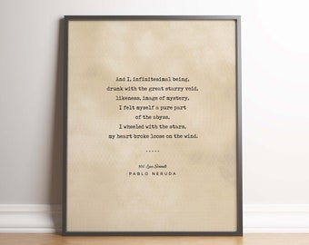 Pablo Neruda Quote UNFRAMED Poster Typewriter Print | Etsy
